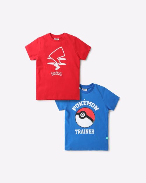 Buy Pack of 2 Pokemon Print Round-Neck T-shirts Online at Best Prices ...