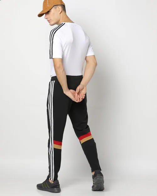 Buy Men Side Striped Track Pants with Elasticated Drawstring Waist ...
