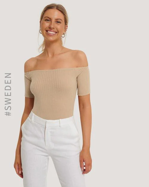 Buy Ribbed Off-Shoulder Top Online at Best Prices in India - JioMart.