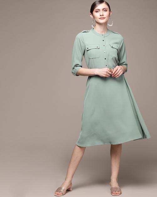 Buy A-line Dress with Flap Pockets Online at Best Prices in India ...