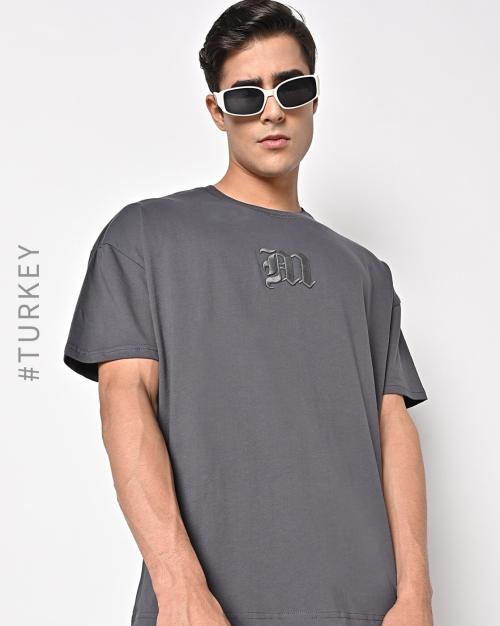 Buy Crew-Neck T-Shirt with Logo Embroidery Online at Best Prices in ...