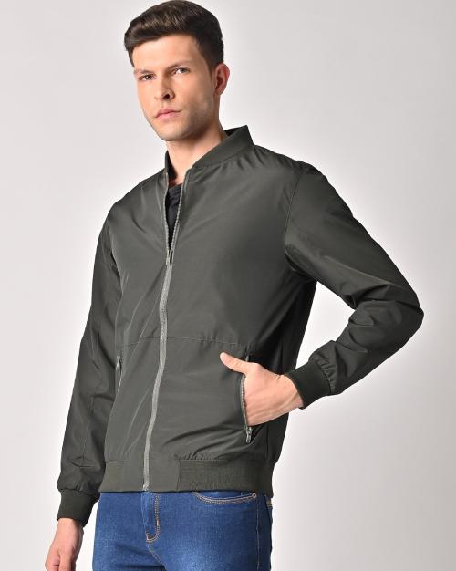 Buy Bomber Jacket with Zipper Pockets Online at Best Prices in India ...