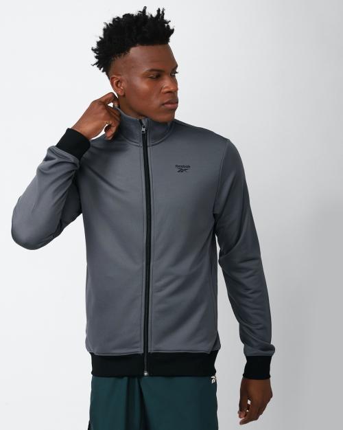 Buy Men Regular Fit Zip-Front Track Jacket Online at Best Prices in ...
