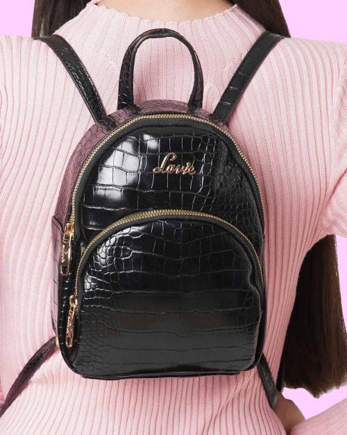 Buy Women Croc-Embossed Backpack with Metal Logo Online at Best Prices ...