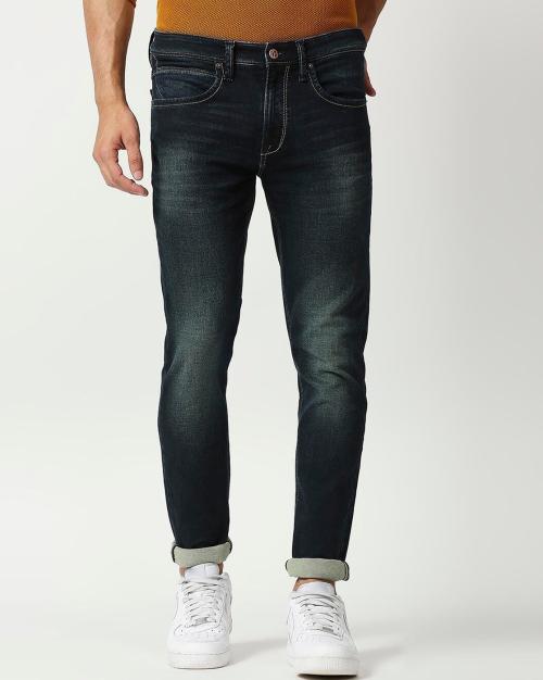 Buy Men Chinox Lightly Washed Slim Fit Jeans Online at Best Prices in ...