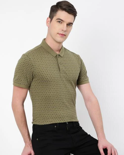 Buy Regular Fit Micro Print Polo T-Shirt Online at Best Prices in India ...
