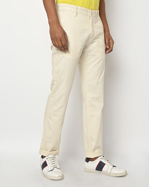 Buy Slim Fit Flat-Front Chinos with Insert Pockets Online at Best ...