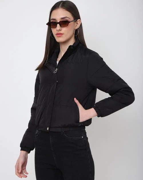 Buy Zip-Front Quilted Jacket with Insert Pockets Online at Best Prices ...