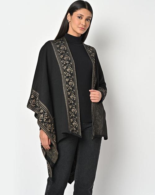 Open-Front Shrug with Contrast Border - JioMart