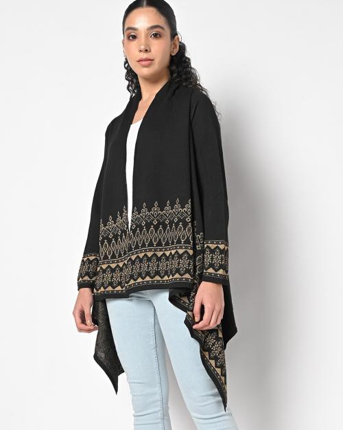 Buy Open Front Shrug with Printed Hem Online at Best Prices in India ...