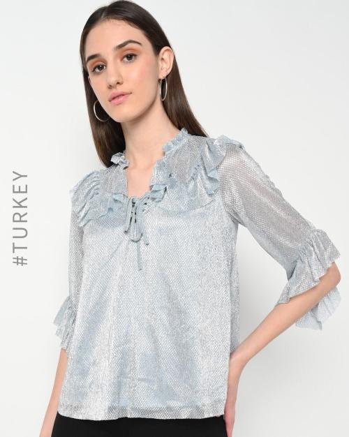 Buy Woven Fitted Top with Ruffles Online at Best Prices in India - JioMart.