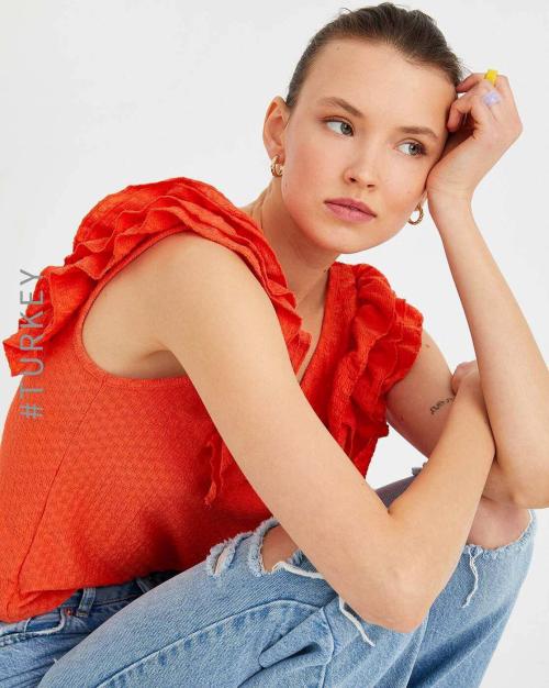 Fitted Top with Ruffles - JioMart