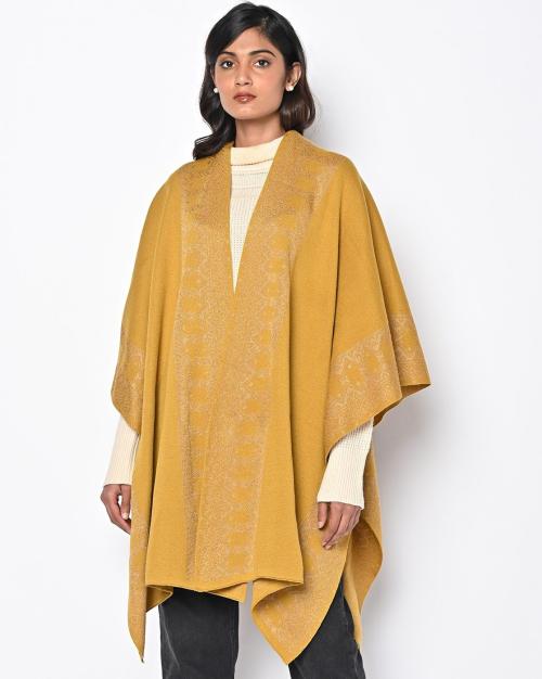 Buy Geometric-Knit Cape with Asymmetrical Hem Online at Best Prices in ...
