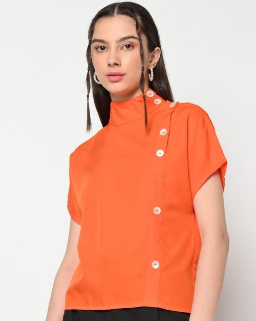 Buy Side Button-Down High-Neck Top Online at Best Prices in India ...