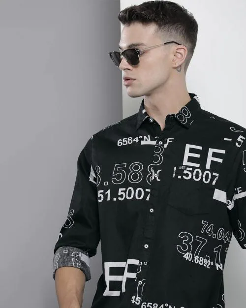 Buy Numeric Print Shirt with Patch Pocket Online at Best Prices in ...