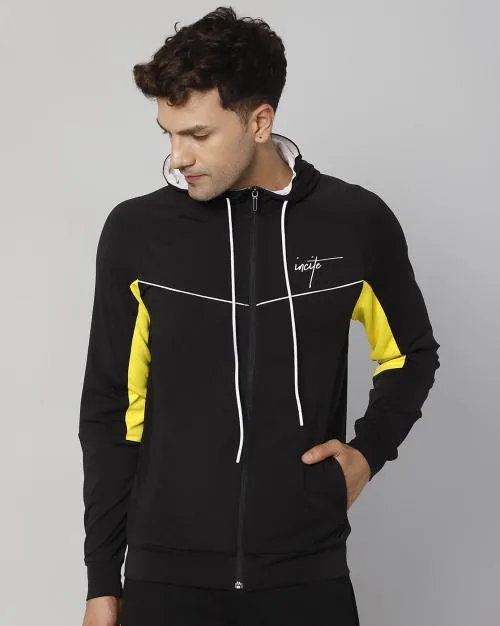 Buy Colourblock Zip-Front Hoodie with Insert Pockets Online at Best ...