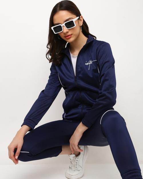 Buy Zip-Front Tracksuit with Logo Print Online at Best Prices in India ...