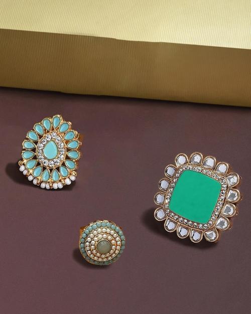 Buy Set of 3 Stone-Studded Rings-ZPFK14520 Online at Best Prices in India - JioMart.