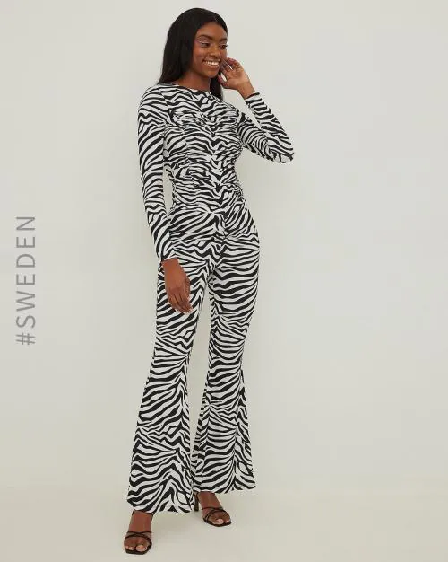 Buy Animal Print High-Rise Flared Pants Online at Best Prices in India ...