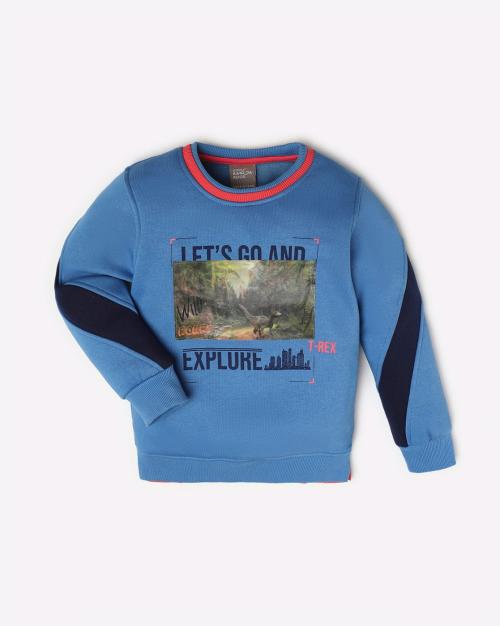 Buy Graphic Print Sweatshirt with Ribbed Hem Online at Best Prices in ...