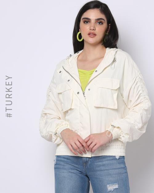 Buy Bomber Jacket with Concealed Placket Online at Best Prices in India ...