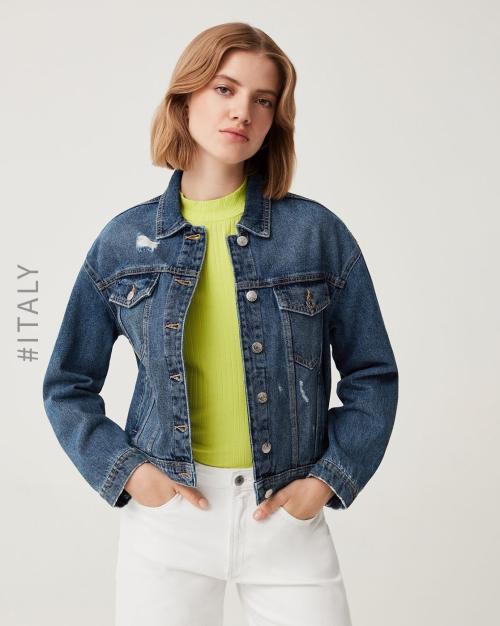 Buy Distressed Denim Jacket with Flap Pockets Online at Best Prices in ...