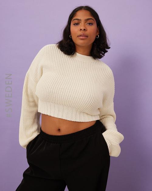 Buy Ribbed Round-Neck Pullover with Drop-Shoulder Sleeves Online at ...