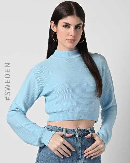 Buy Ribbed Sweetheart Neckline Pullover Online at Best Prices in India ...