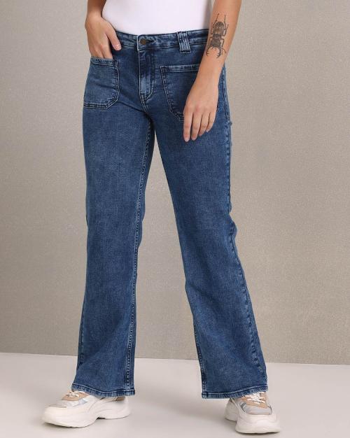 Buy Lightly Washed Flared Jeans Online at Best Prices in India - JioMart.