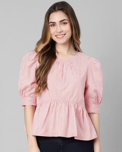 Striped Peplum Top - JioMart