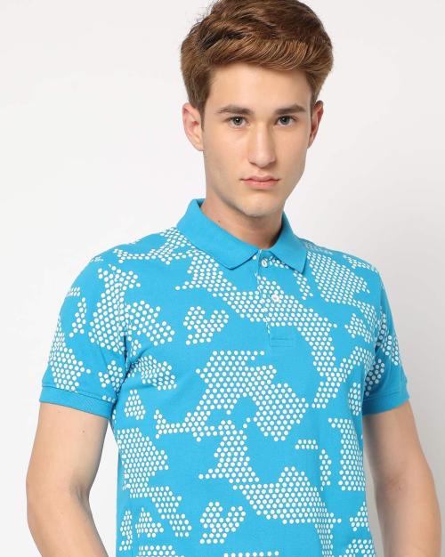 Buy Regular Fit Micro-Print Polo T-Shirt Online at Best Prices in India ...