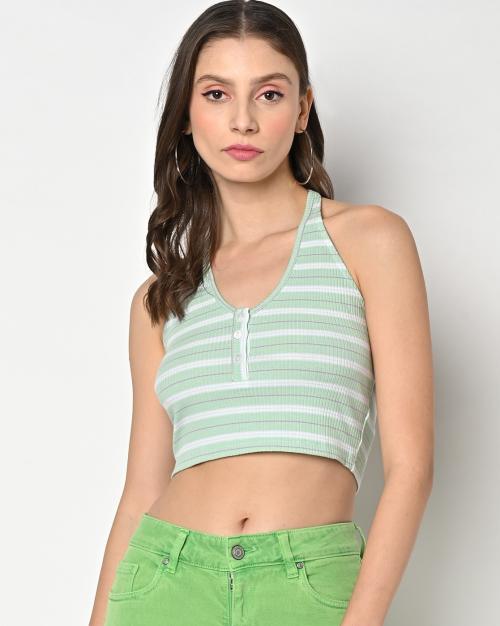 Buy Striped Halter-Neck Crop Top Online at Best Prices in India - JioMart.