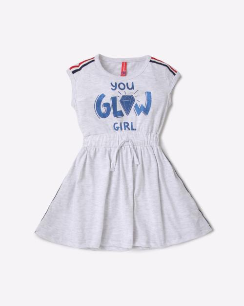 Buy Shimmery Typographic Print Fit & Flare Dress Online at Best Prices ...