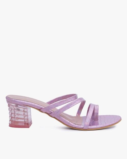 Buy Croc Embossed Toe-Ring Block Heeled Sandals Online at Best Prices ...