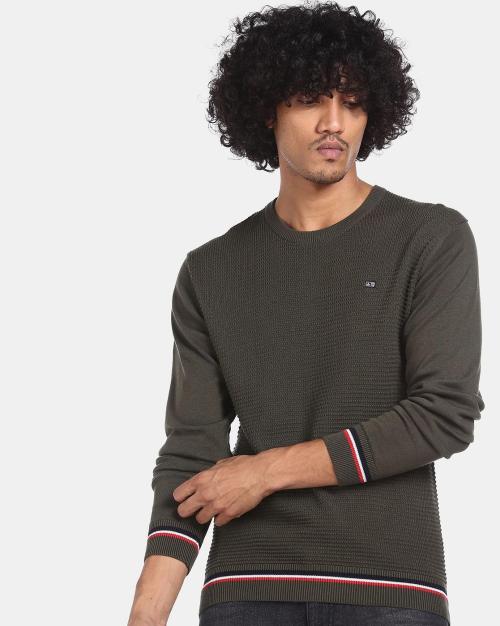 Buy Ribbed Hem Crew-Neck Pullover Online at Best Prices in India - JioMart.