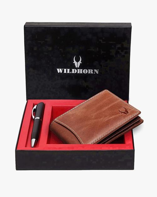 Buy Leather Bi-Fold Wallet with Pen Online at Best Prices in India ...