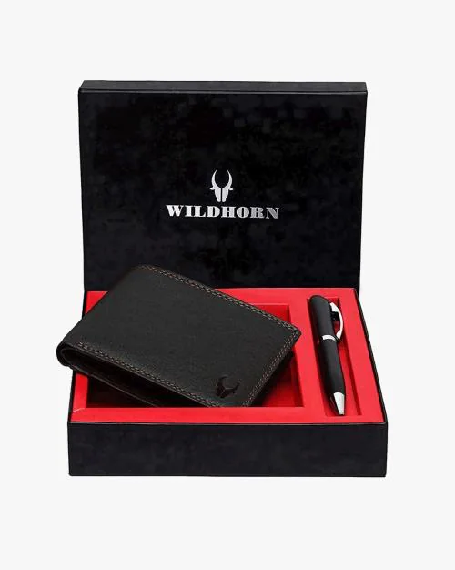 Buy Leather Bi-Fold Wallet with Pen Online at Best Prices in India ...
