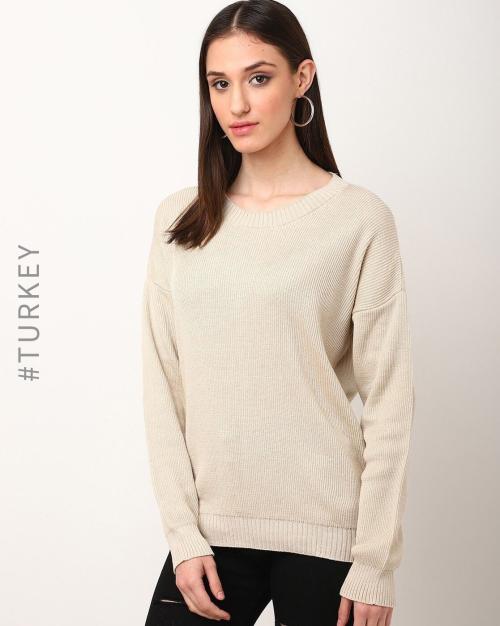 Buy Ribbed Round-Neck Pullover Online at Best Prices in India - JioMart.