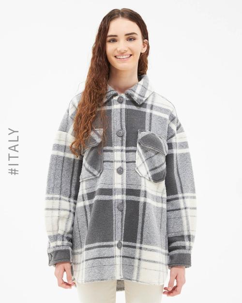 Buy Checked Shacket Jacket with Flap Pockets Online at Best Prices in ...