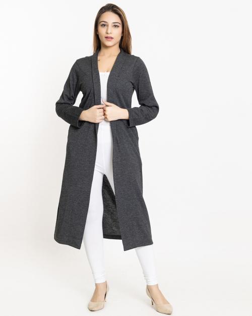 Buy Longline Shrug with Lapel Collar Online at Best Prices in India ...
