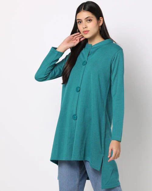 Buy Button-Down Shrug with Mandarin Collar Online at Best Prices in ...