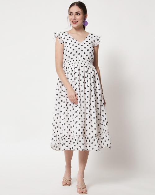Buy Polka-Dot Print Fit & Flare Dress Online at Best Prices in India - JioMart.