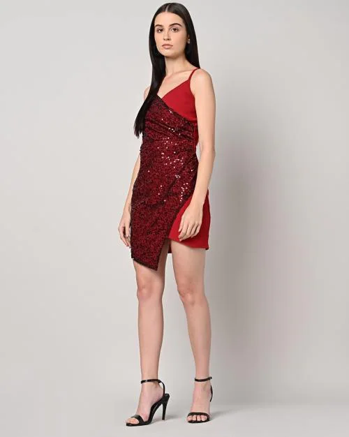 Buy Embellished Wrap Bodycon Dress Online at Best Prices in India ...