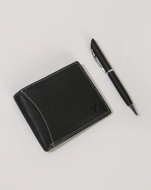 Buy RFID Protected Leather Bi-Fold Wallet with Pen Online at Best ...