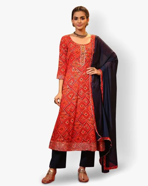 Buy Bandhani Print Anarkali Kurta Suit Set Online at Best Prices in India - JioMart.