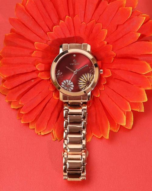 Buy Maroon Dial Analogue Fashion Watch with Steel Strap For Women ...