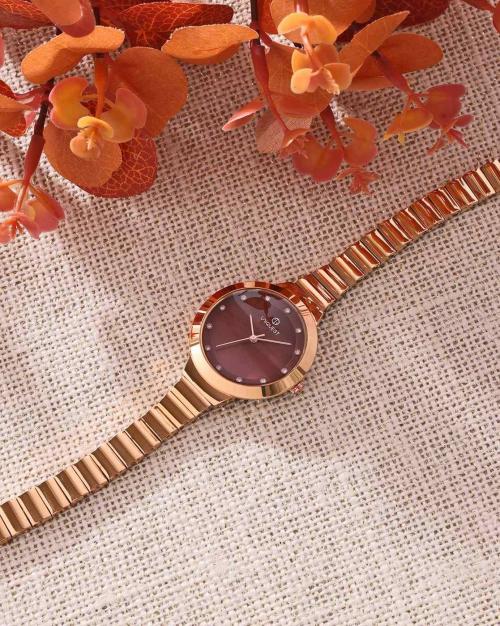 Buy Maroon Dial Analogue Fashion Watch with Steel Strap for Women ...