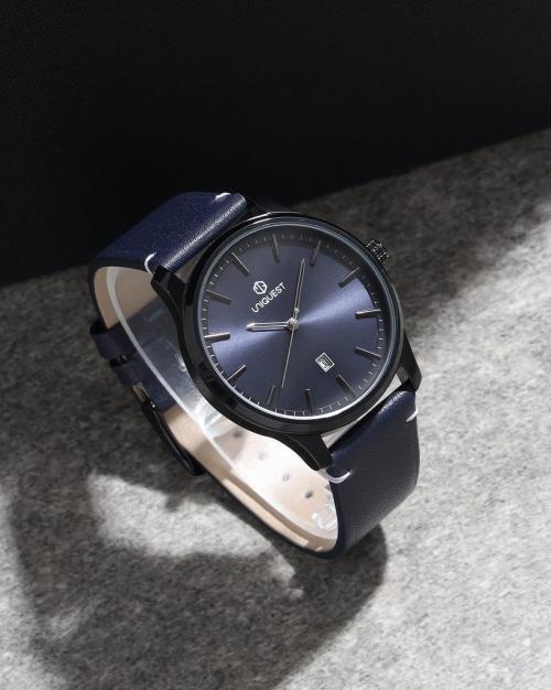 Buy Blue Dial Analogue Fashion Watch with Date Function And Leather ...