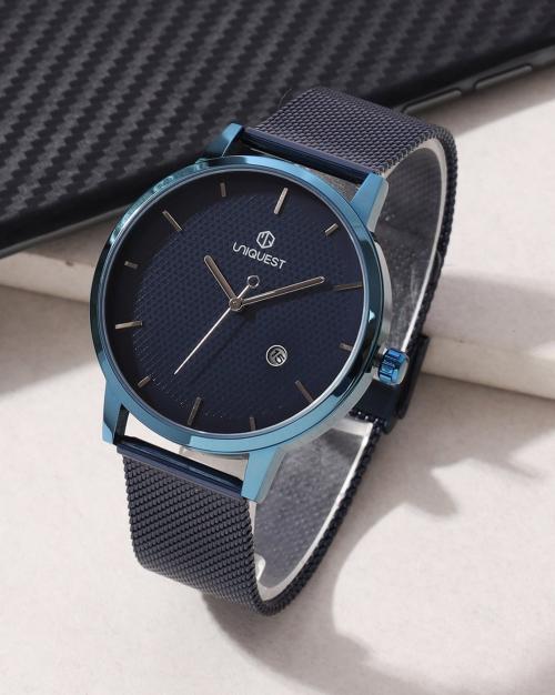 Buy Blue Dial Analogue Fashion Watch with Date Function And Mesh Strap ...