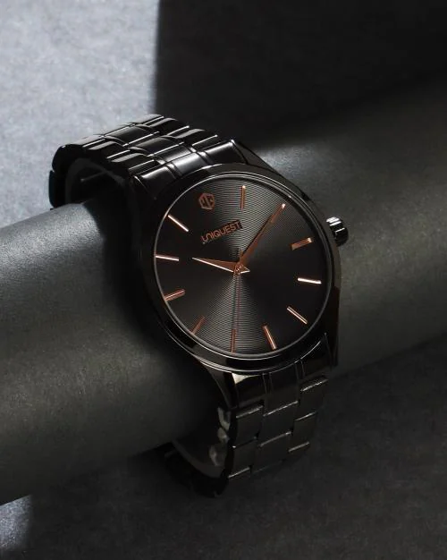 Buy Black Dial Analogue Fashion Watch with Steel Strap for Men Online ...
